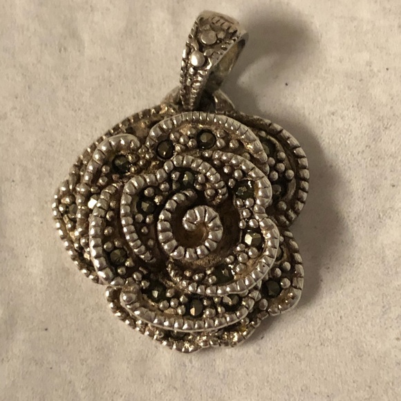 Jewelry | Sterling And Marcasite Rose Pendant | Poshmark